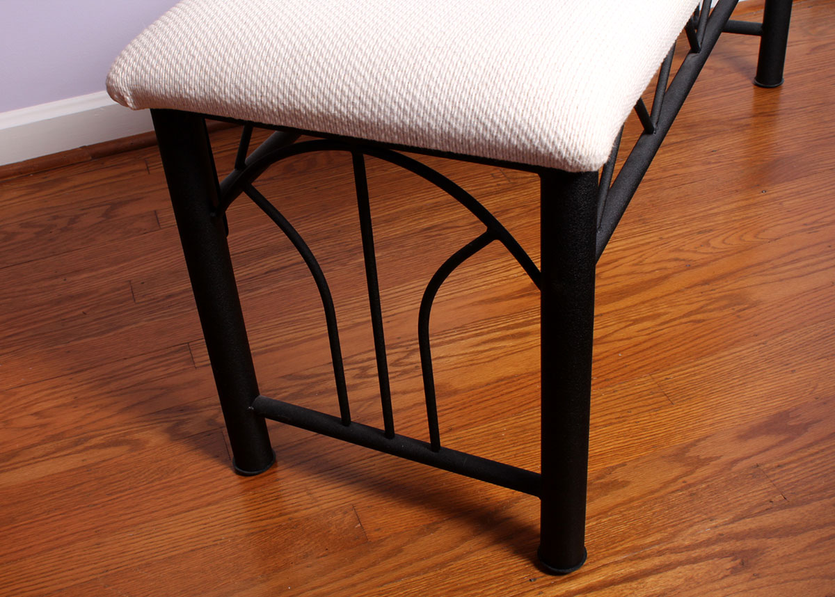 Black Cast Metal Upholstered Bench | EBTH