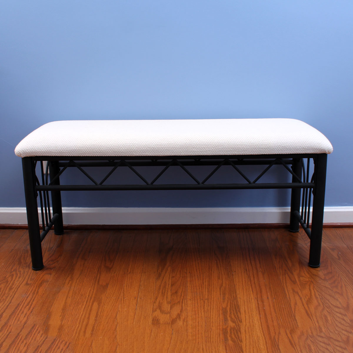 Black Cast Metal Upholstered Bench | EBTH