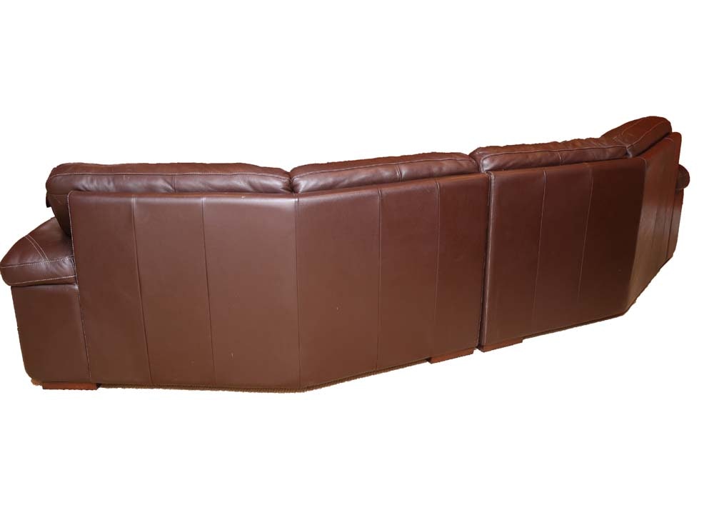 Bassett Leather Sectional Couch And Ottomans Ebth