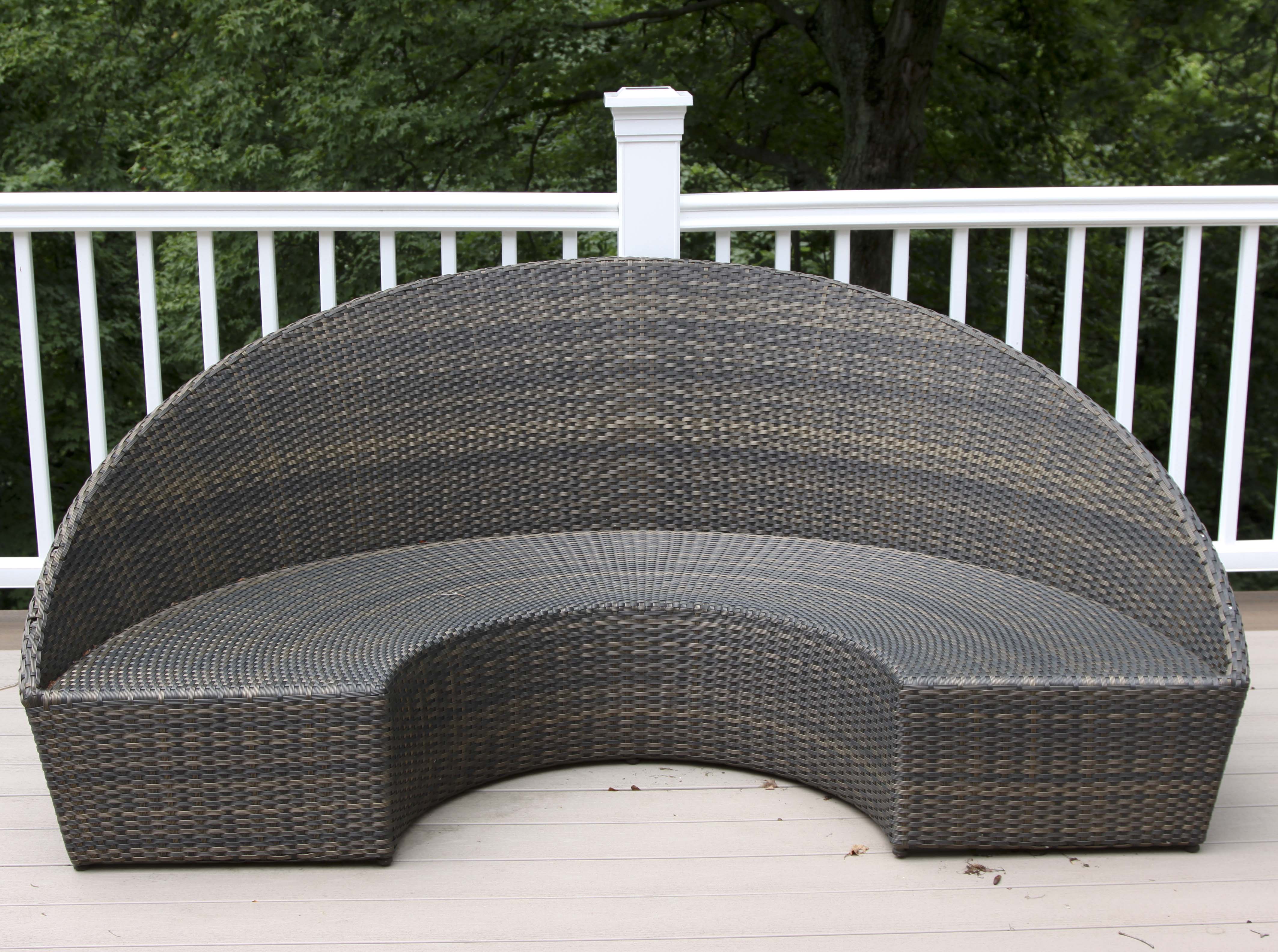 Frontgate Half Circle Woven Patio Bench | EBTH