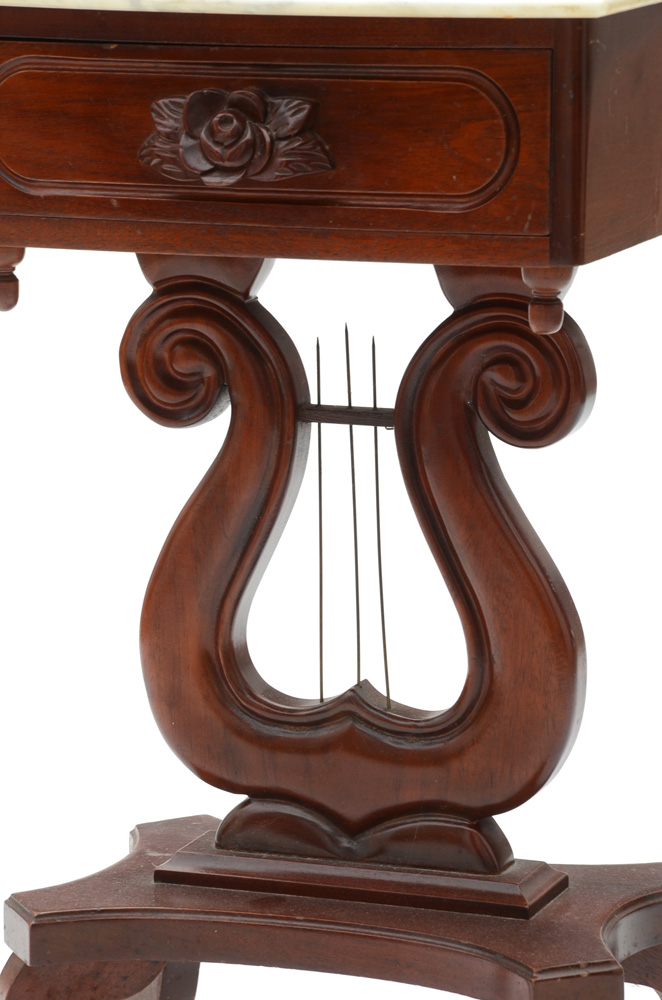 Pair of Victorian Style Lyre End Tables | EBTH