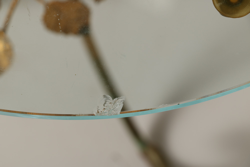 Glass Top Side Table with Flower Patch Brass Base | EBTH