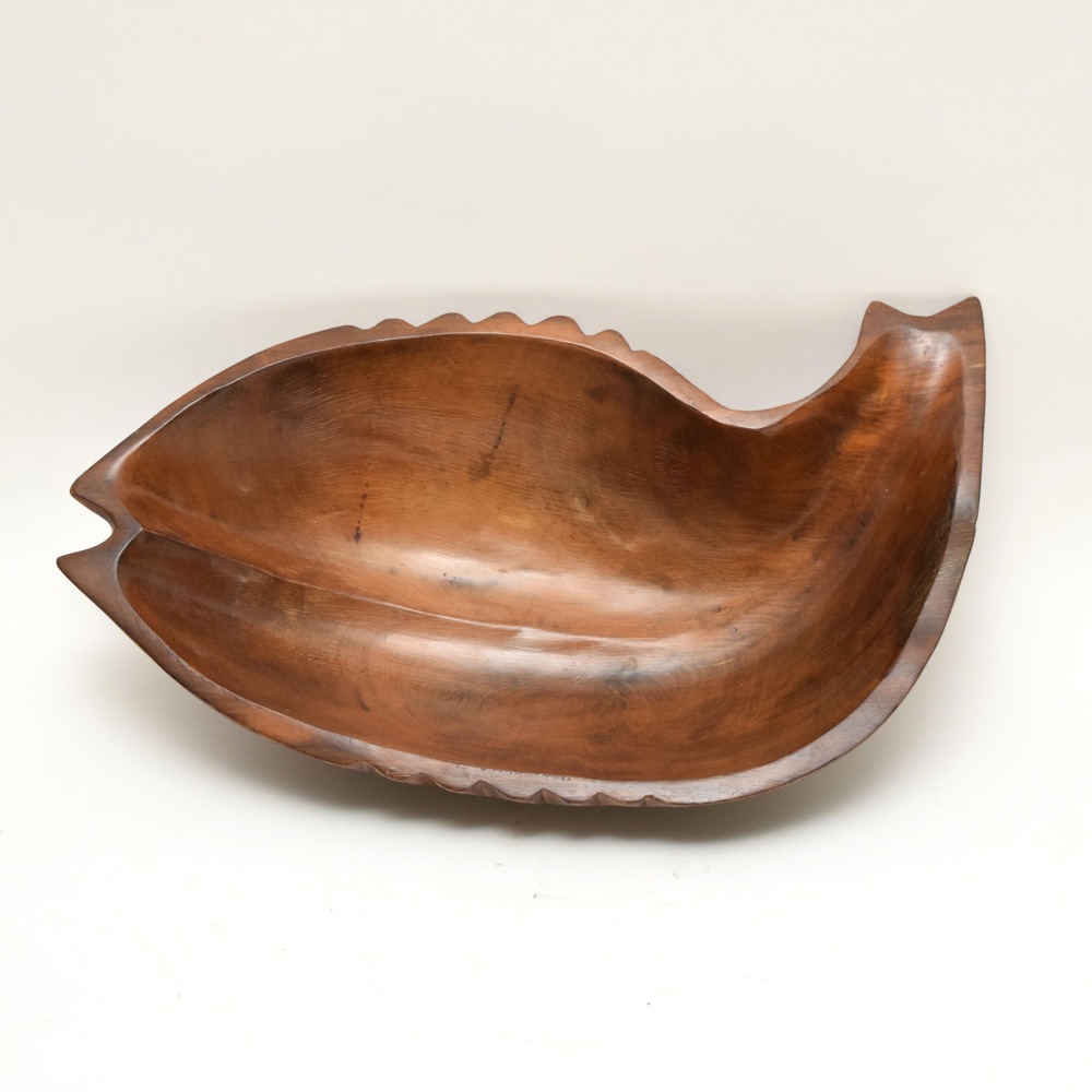 Hand Carved Wooden Fish Bowl | EBTH