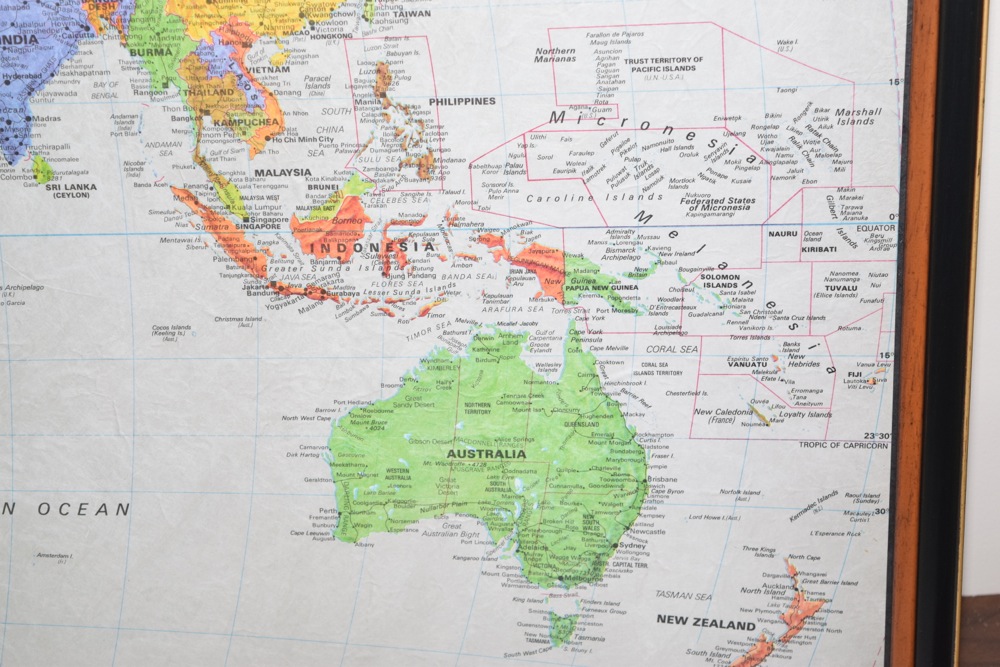 Vintage World Map Offset Lithograph | EBTH