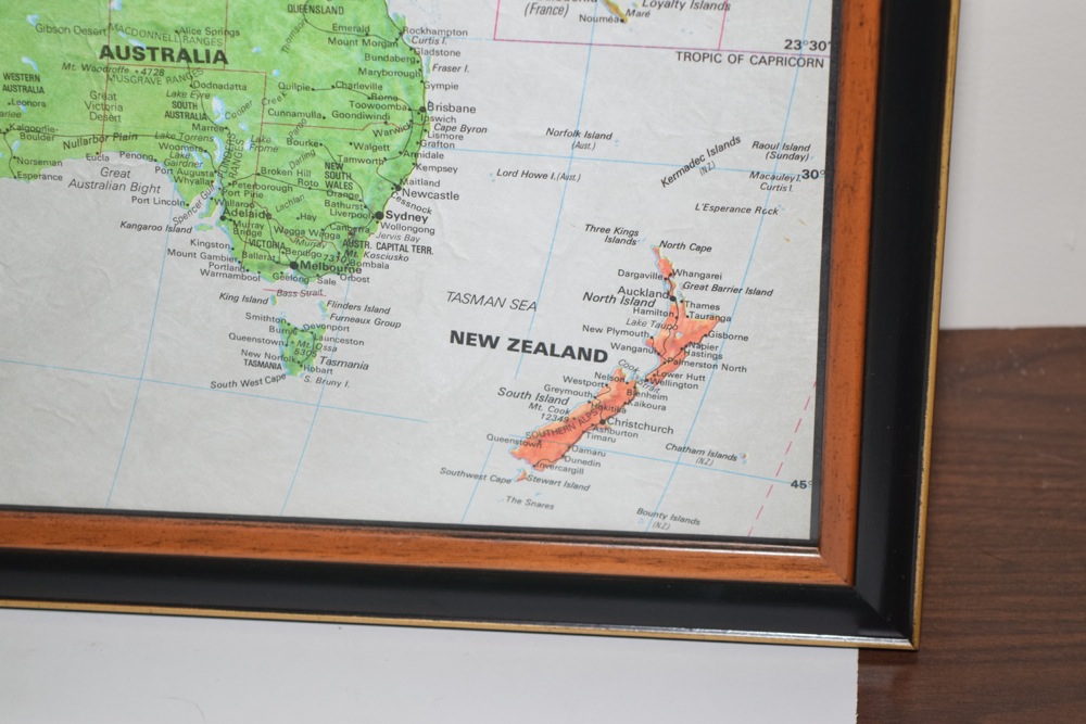 Vintage World Map Offset Lithograph | EBTH
