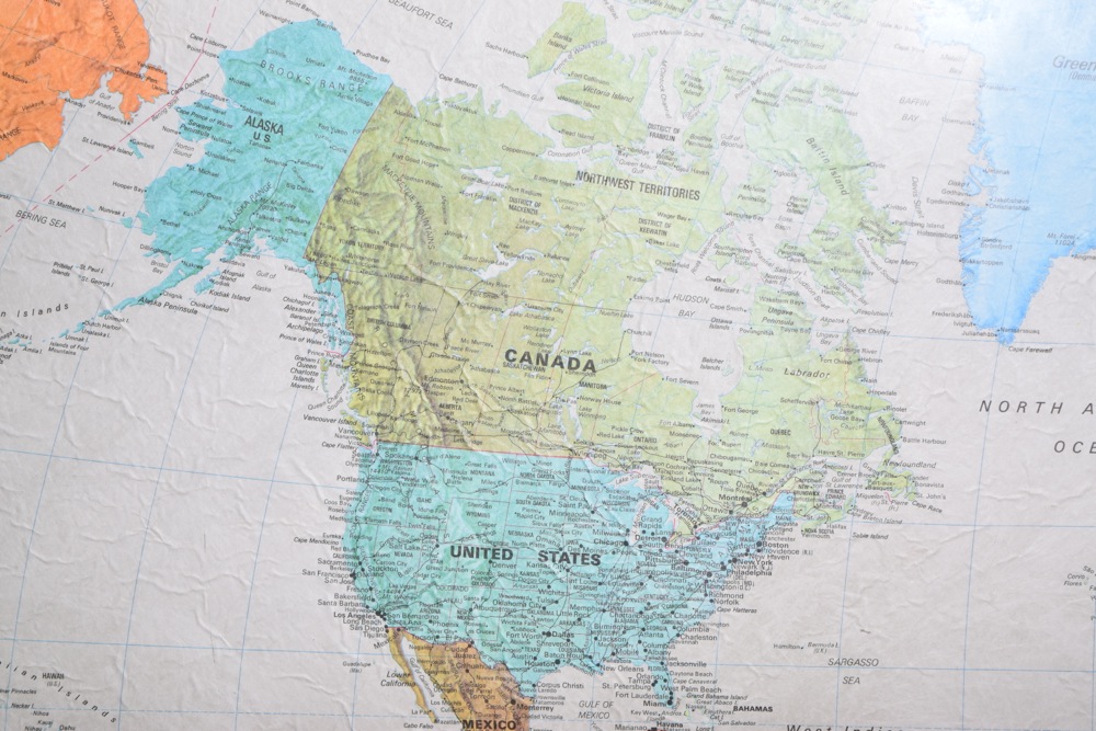 Vintage World Map Offset Lithograph | EBTH