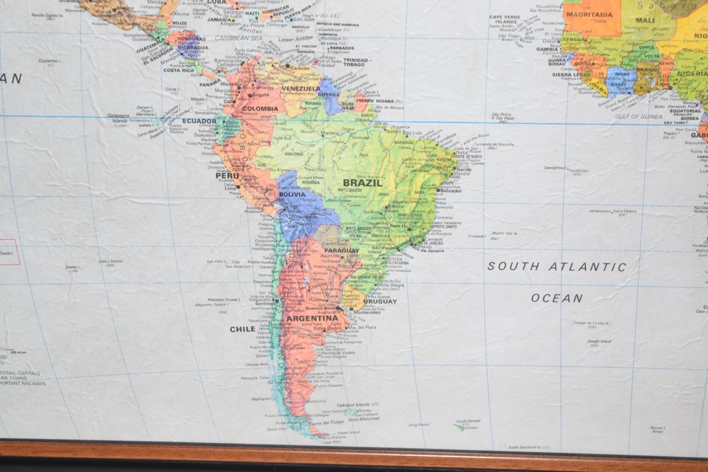 Vintage World Map Offset Lithograph | EBTH