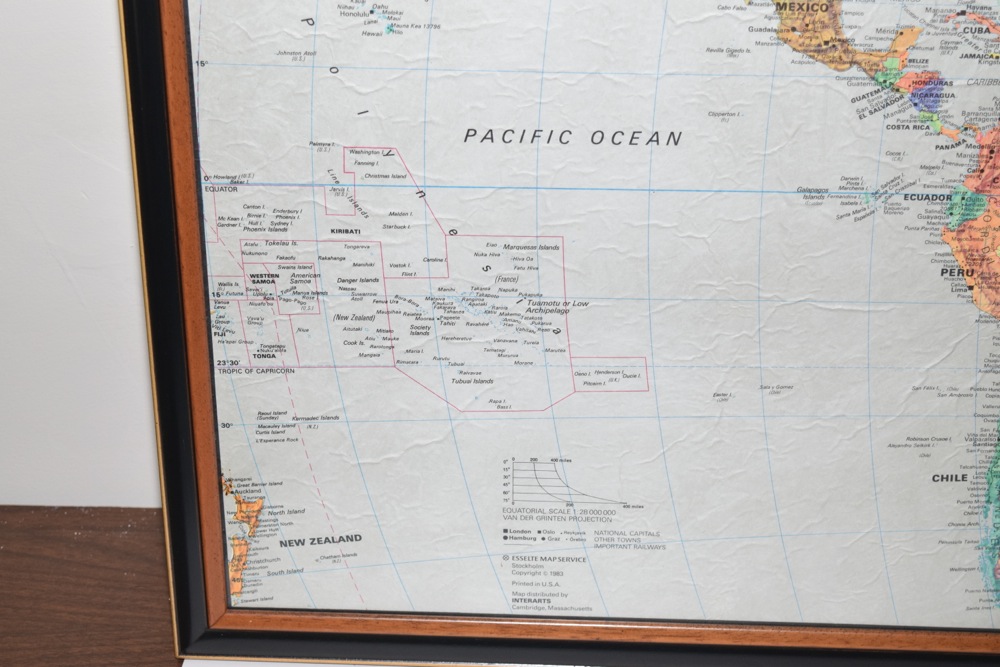 Vintage World Map Offset Lithograph | EBTH