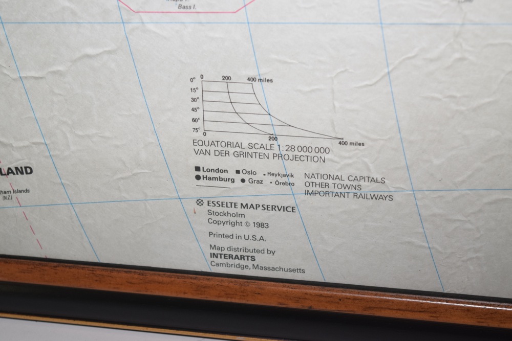 Vintage World Map Offset Lithograph | EBTH