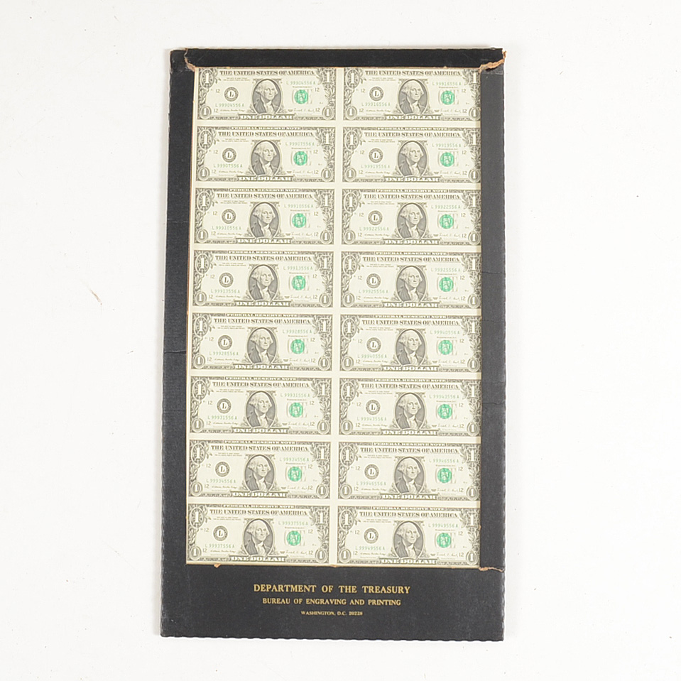 U.S. Mint Uncut One Dollar Bill Sheet | EBTH