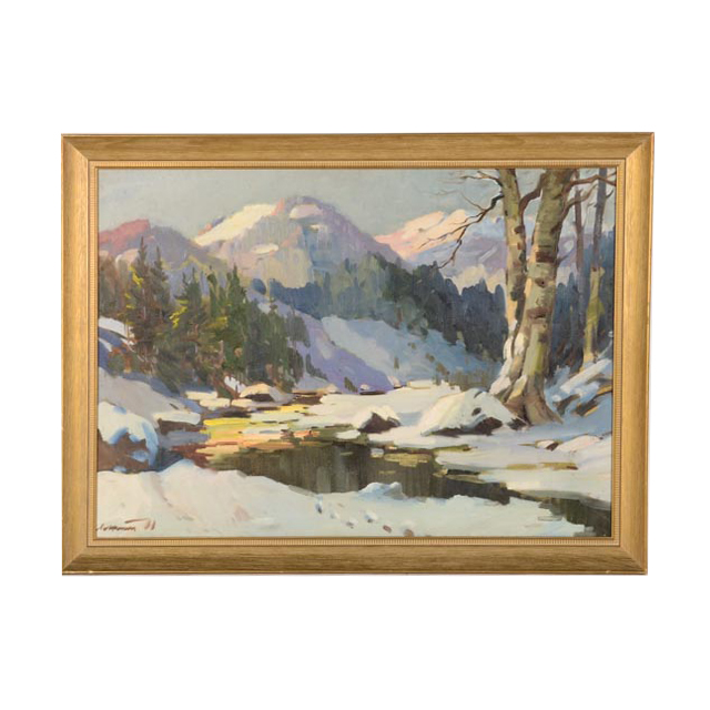 Signed Oil on Canvas Landscape Painting | EBTH