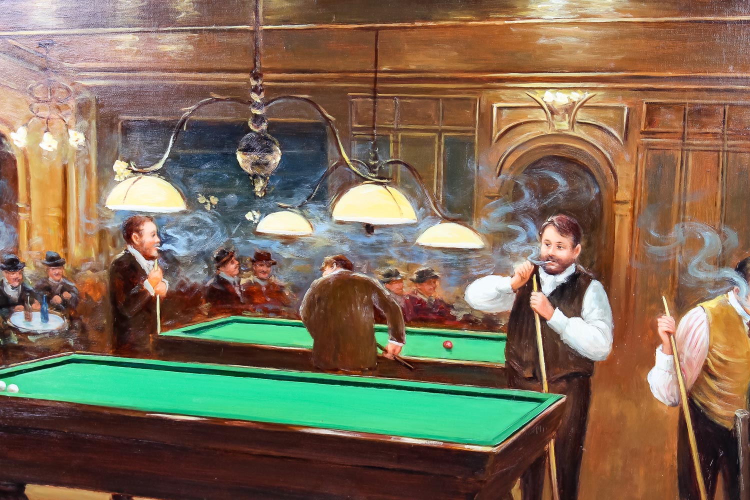Original Oil on Canvas Depicting a Pool Hall | EBTH