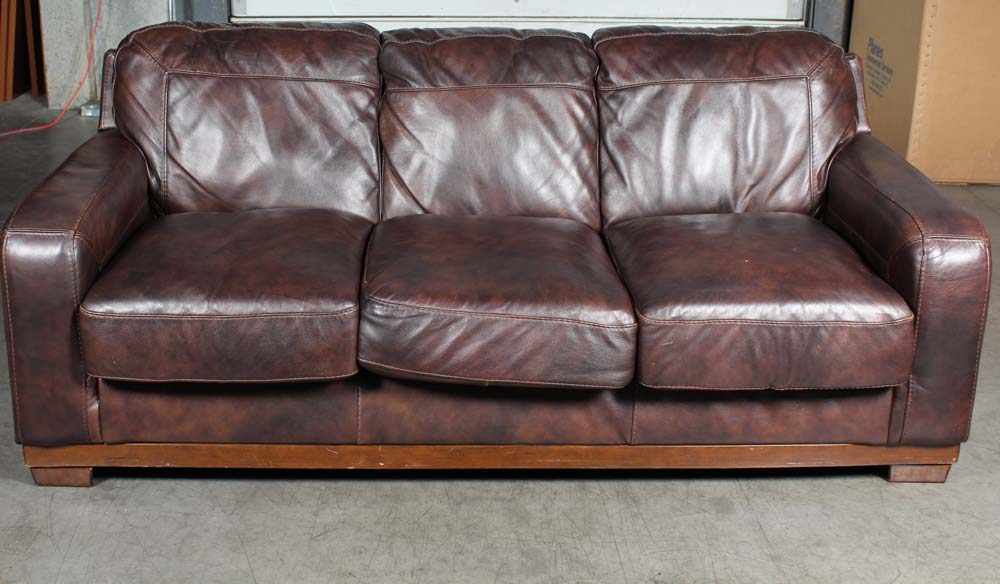 Ashley Furniture Brown Leather Upholstered Sofa | EBTH