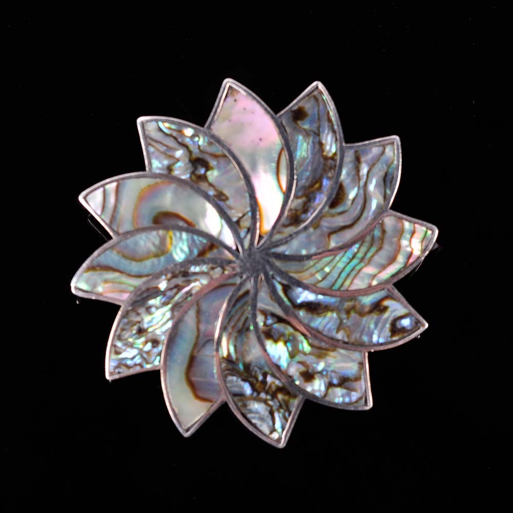 Sterling Silver and Abalone Pinwheel Brooch | EBTH