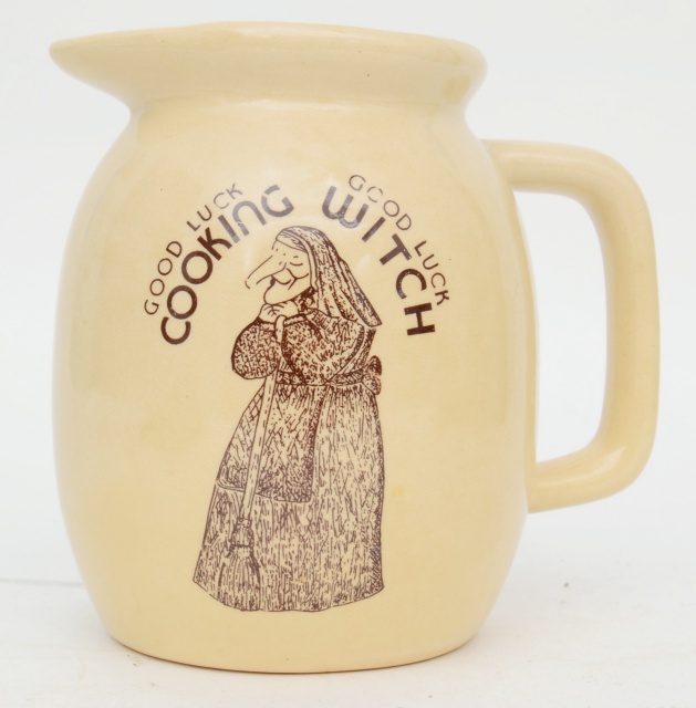 "Good Luck Cooking Witch" Pottery Pitcher | EBTH