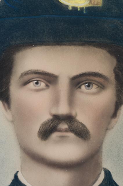 Antique Civil War Hand-Colored Crayon Portrait of Union Officer | EBTH