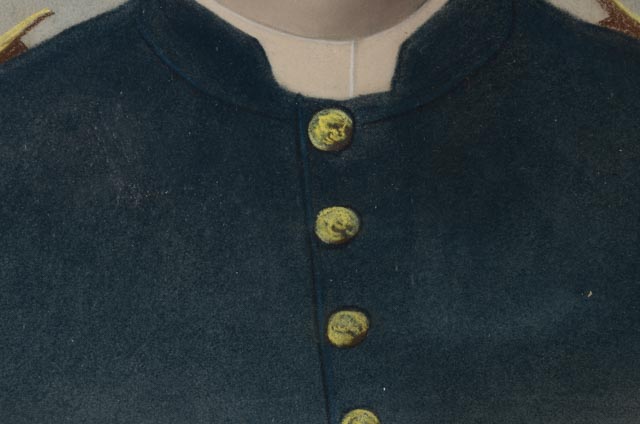 Antique Civil War Hand-Colored Crayon Portrait of Union Officer | EBTH