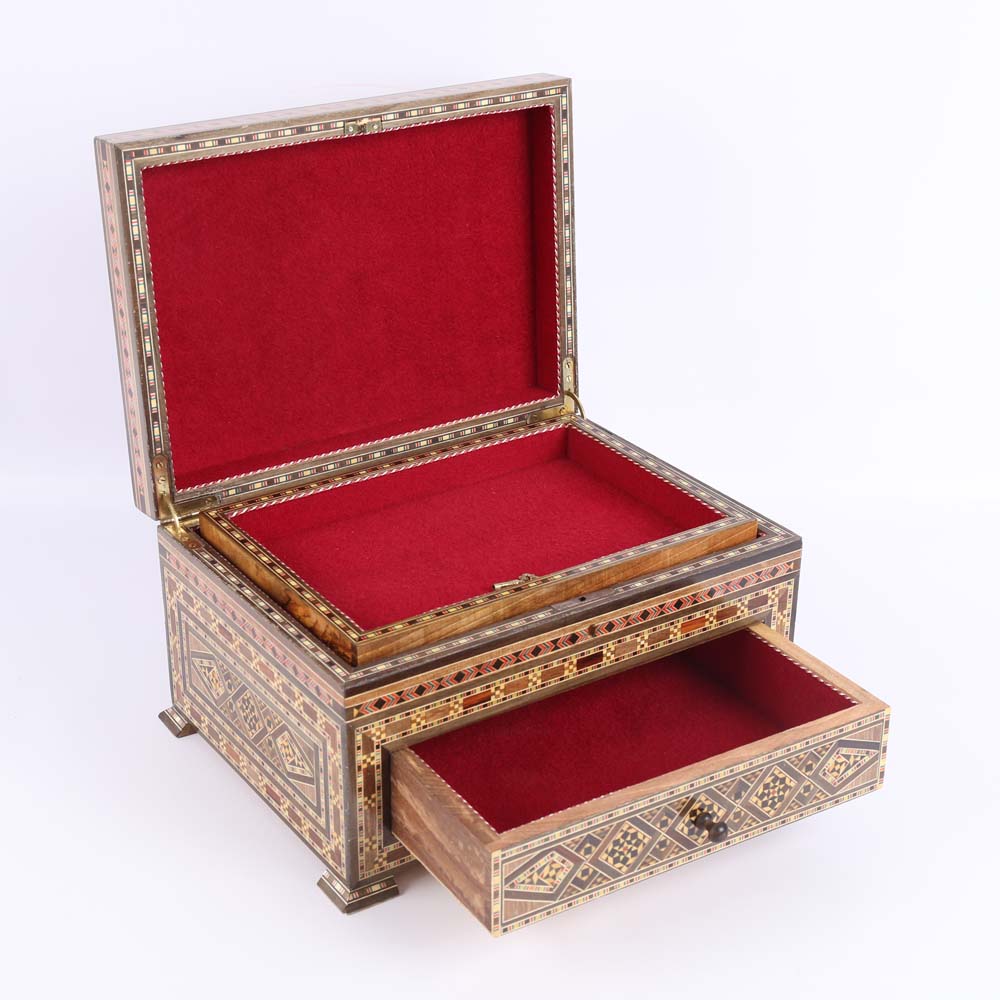 Syrian Lacquer and Mother of Pearl Jewelry Box | EBTH