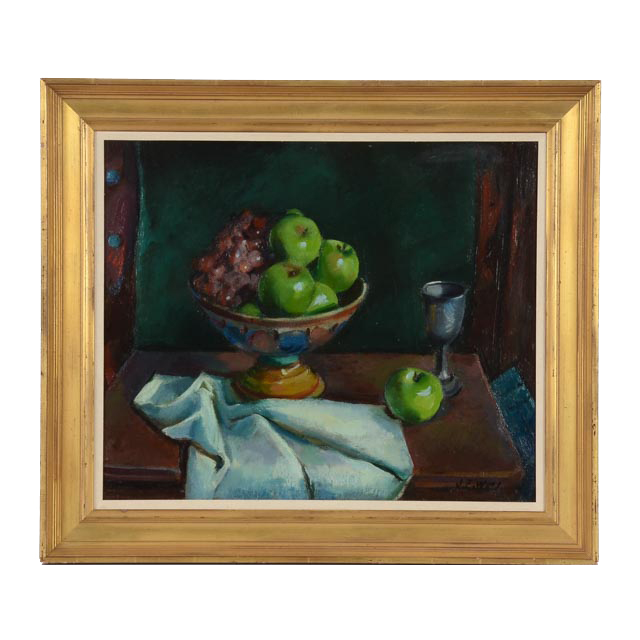 John Ellsworth Weis Oil on Canvas "Still Life with Green Apples" | EBTH