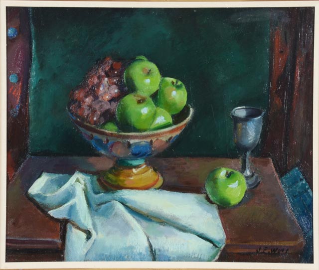John Ellsworth Weis Oil on Canvas "Still Life with Green Apples" | EBTH