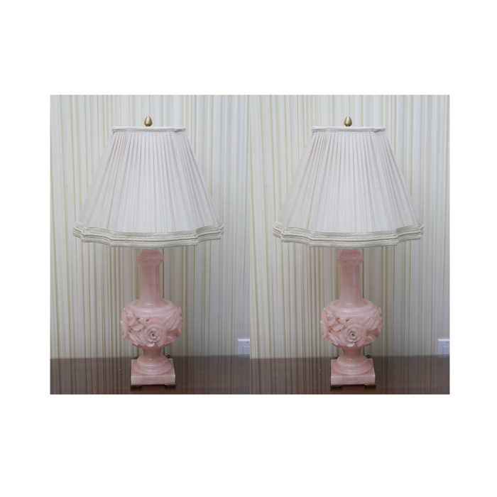 Pair of Pink Alabaster Table Lamps | EBTH