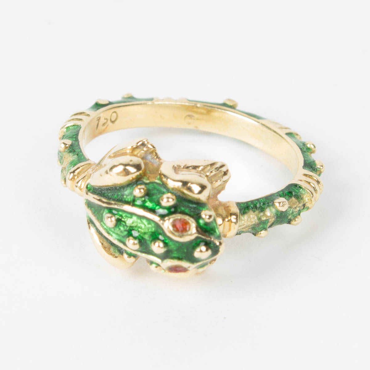 18 Karat Yellow Gold and Enamel Frog Ring | EBTH