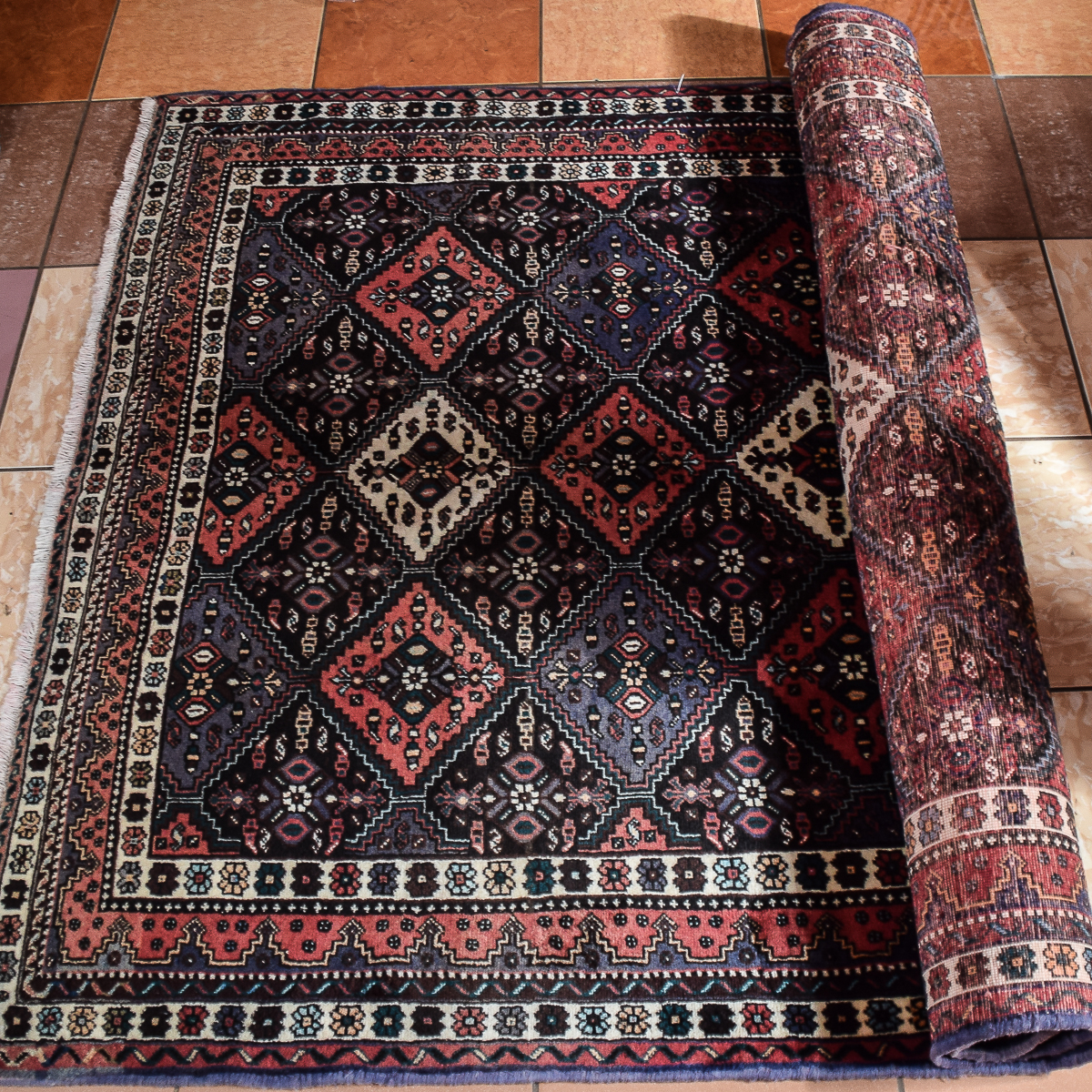 Handwoven Persian Diamond Pattern Area Rug | EBTH