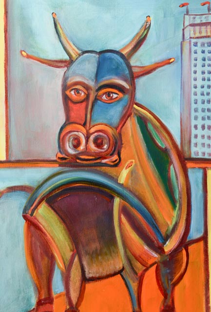 Husidio John Tempest Original Oil on Canvas "Blue Devil Bull" | EBTH