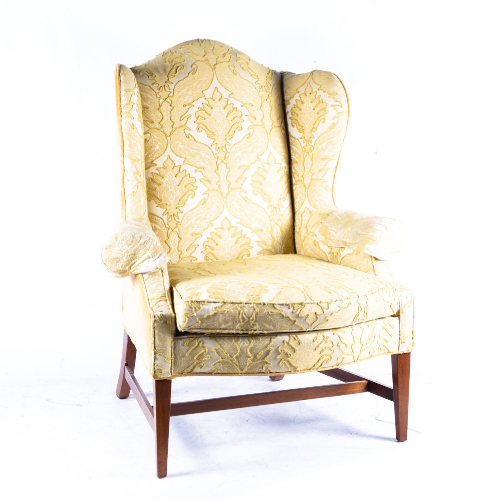 Contemporary Chippendale Style Wing Chair by Woodmark Originals | EBTH