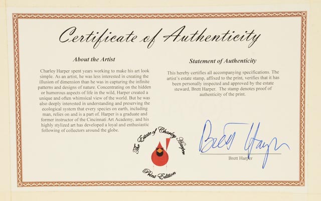 Charley Harper Limited Edition Artist Proof, Giclee "Along Came a ...