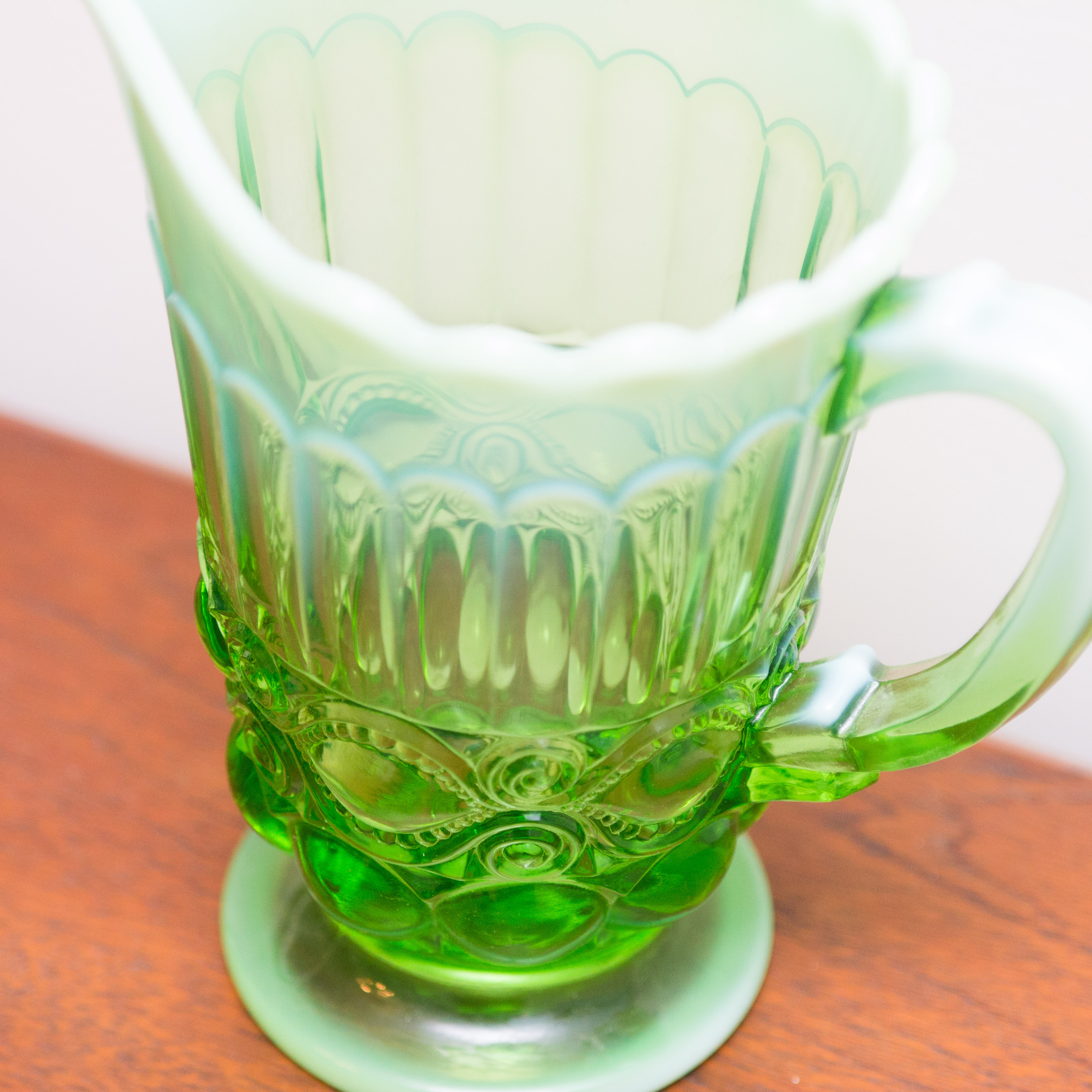Vintage "Eye Winker" Opalescent Glass Pitcher | EBTH