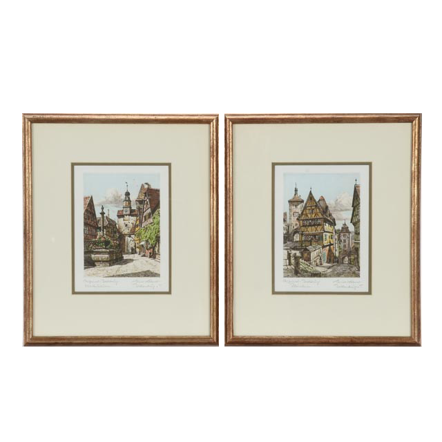 A Pair of Original Hand-colored Etchings | EBTH