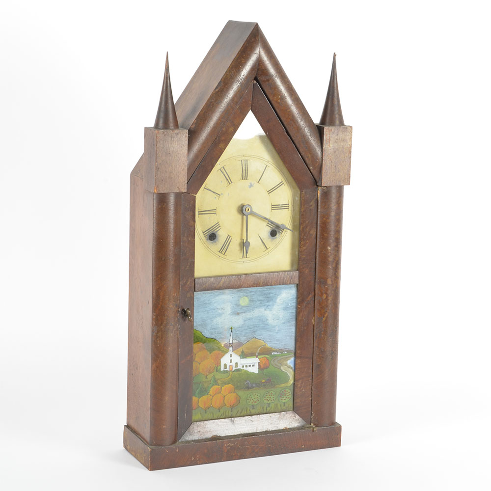 Vintage Reverse Painted Glass Clock | EBTH