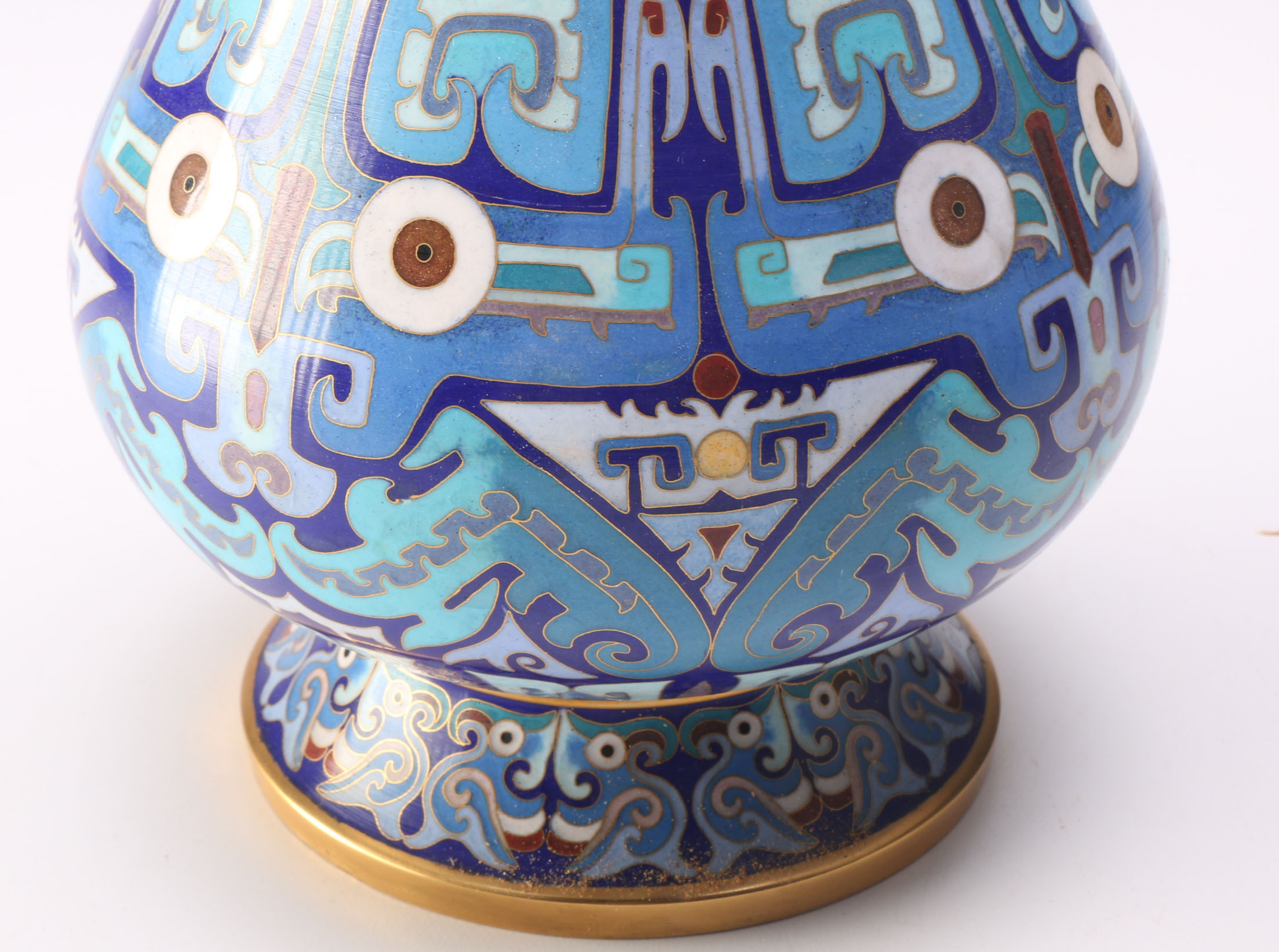 Chinese Enameled Vase with Taotie Designs | EBTH
