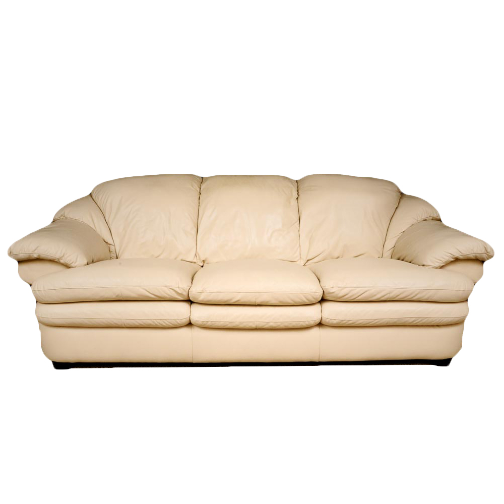 Cream Color Leather Sofa | EBTH