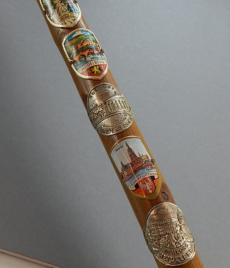 Vintage German Walking Cane with Stocknagel Badges | EBTH