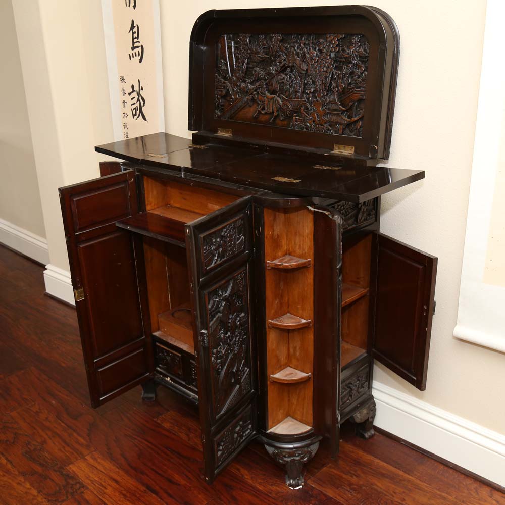 Carved Chinese Bar Cabinet | EBTH