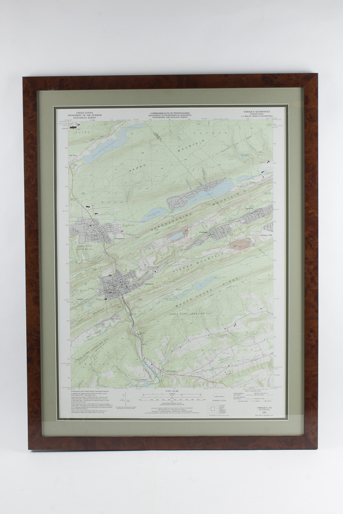 Framed Topographic Map of Tamaqua, Pennsylvania | EBTH