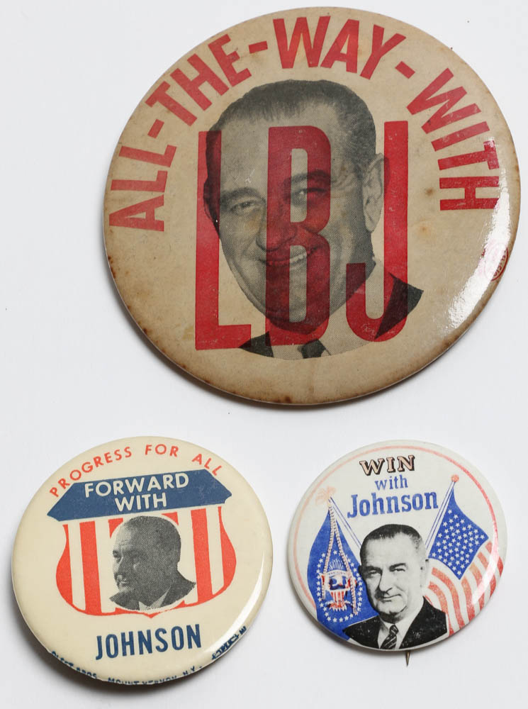 1960s Group of Lyndon B Johnson Political Pins | EBTH