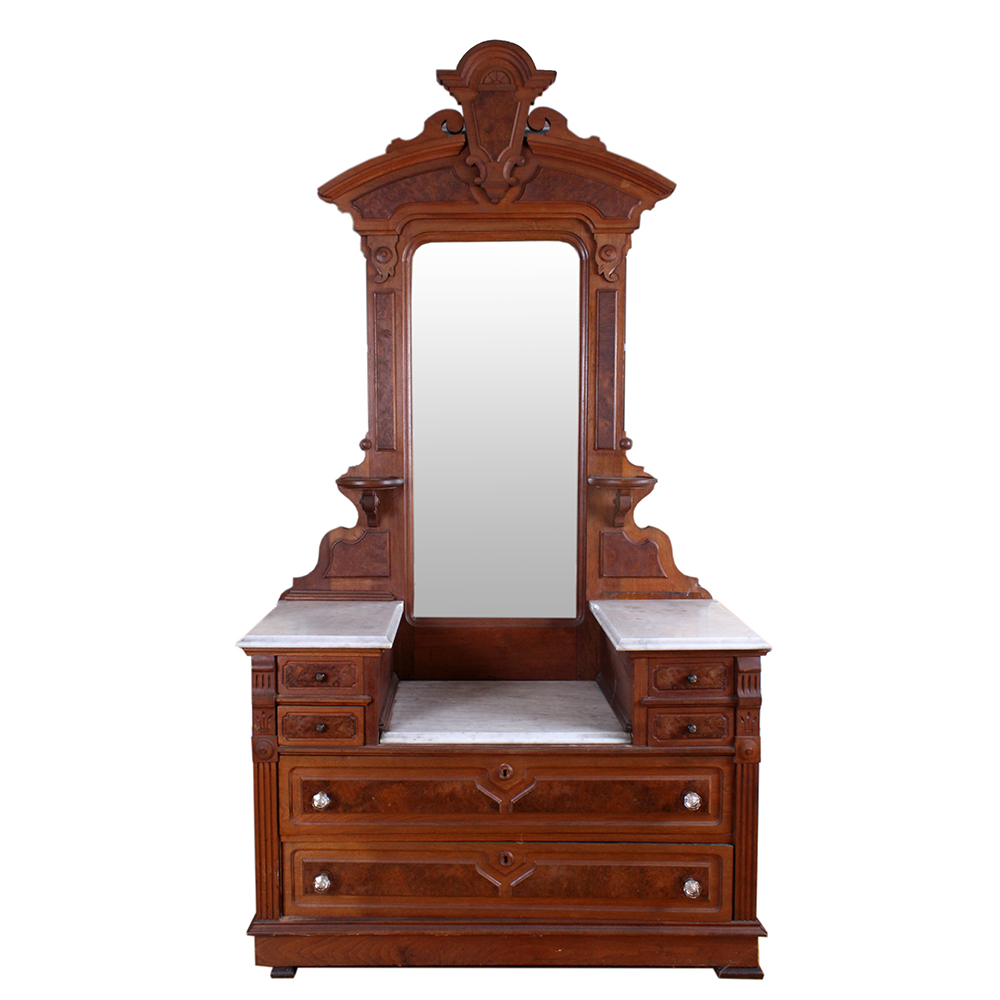 Antique Victorian Eastlake Style Vanity Chest with Mirror | EBTH