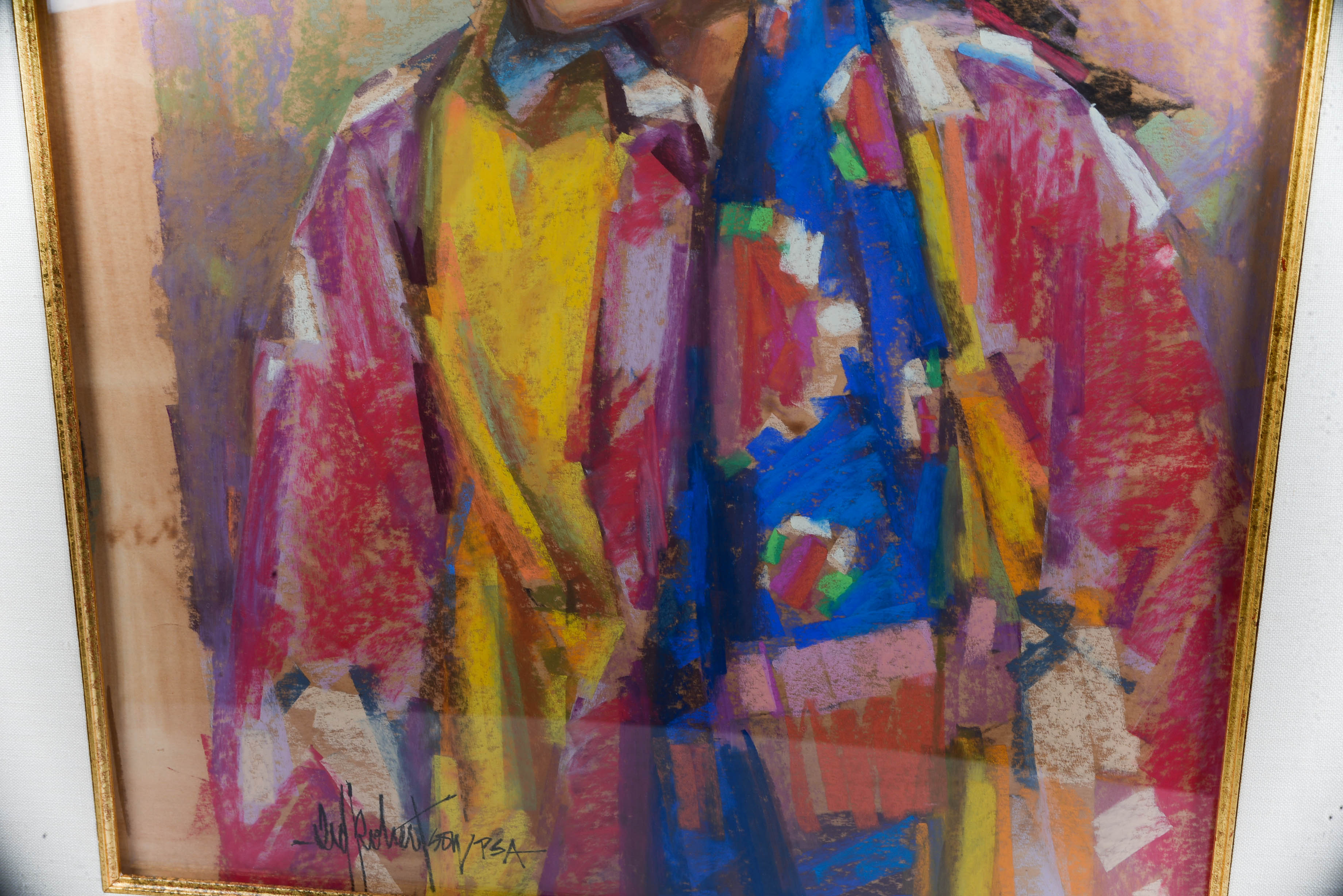 Signed Ted Robertson Oil Pastel Drawing | EBTH