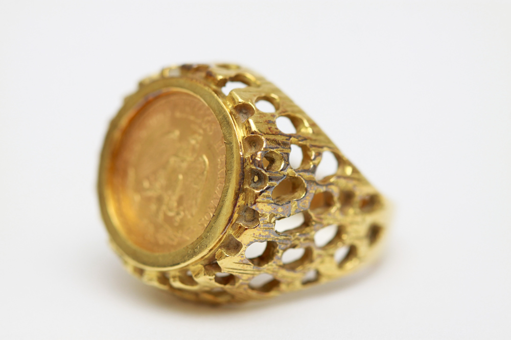 18K Gold Mexican 2 Peso Ring | EBTH