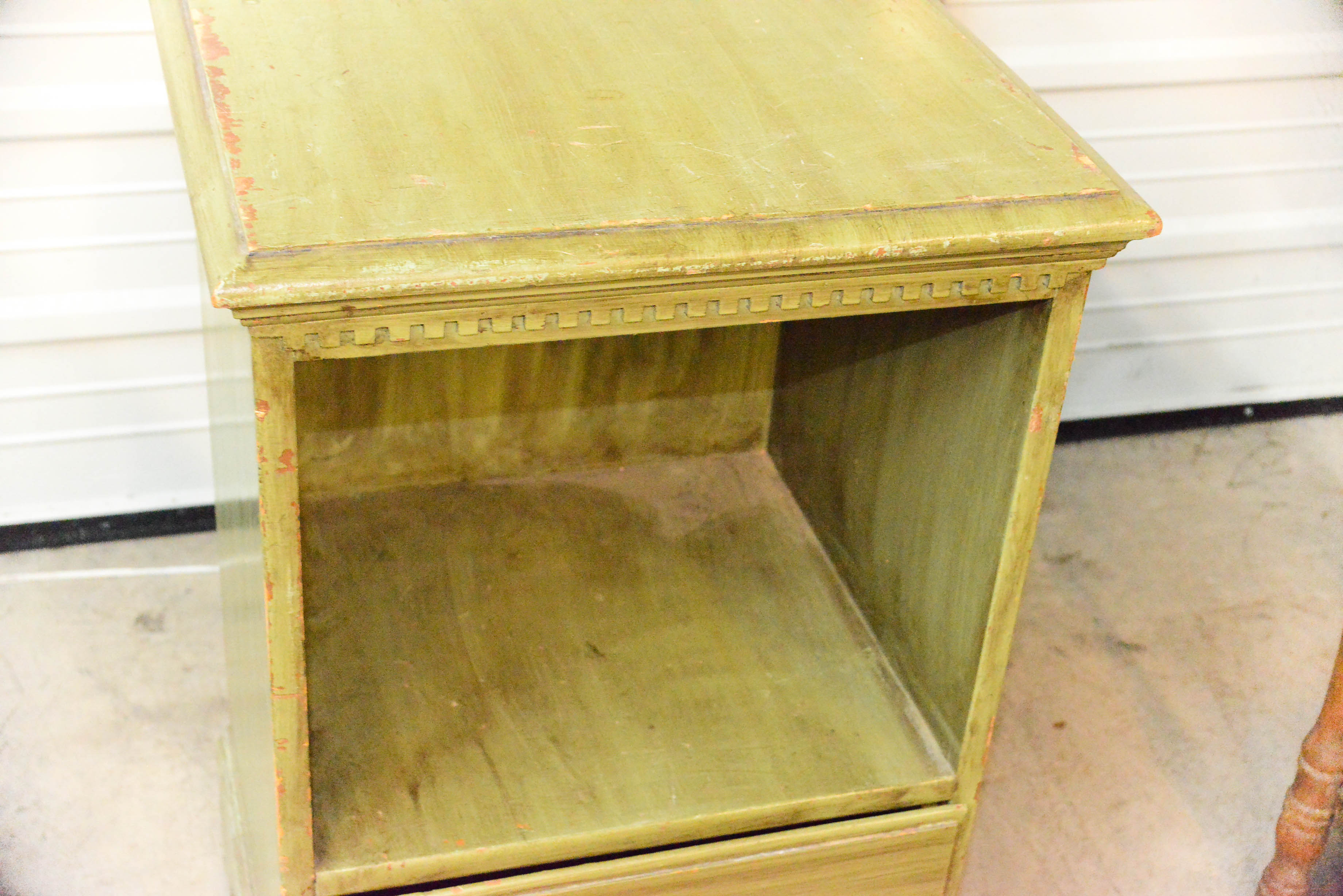 Olive Green Wooden Side Table | EBTH