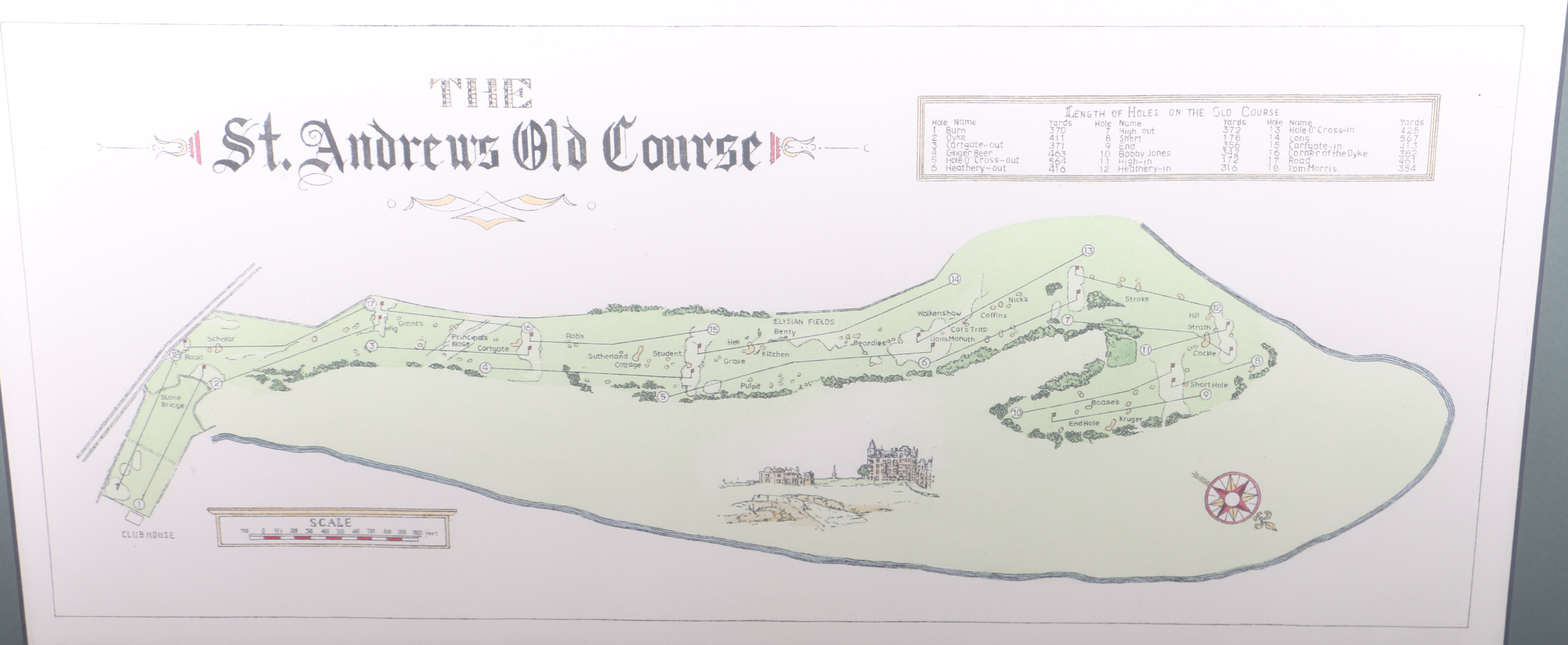 Framed St. Andrews Old Course Golf Map | EBTH