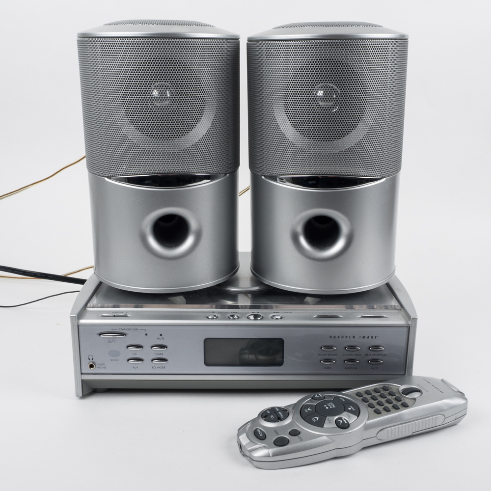 Sharper Image CD Player and Silver Tone Speakers | EBTH