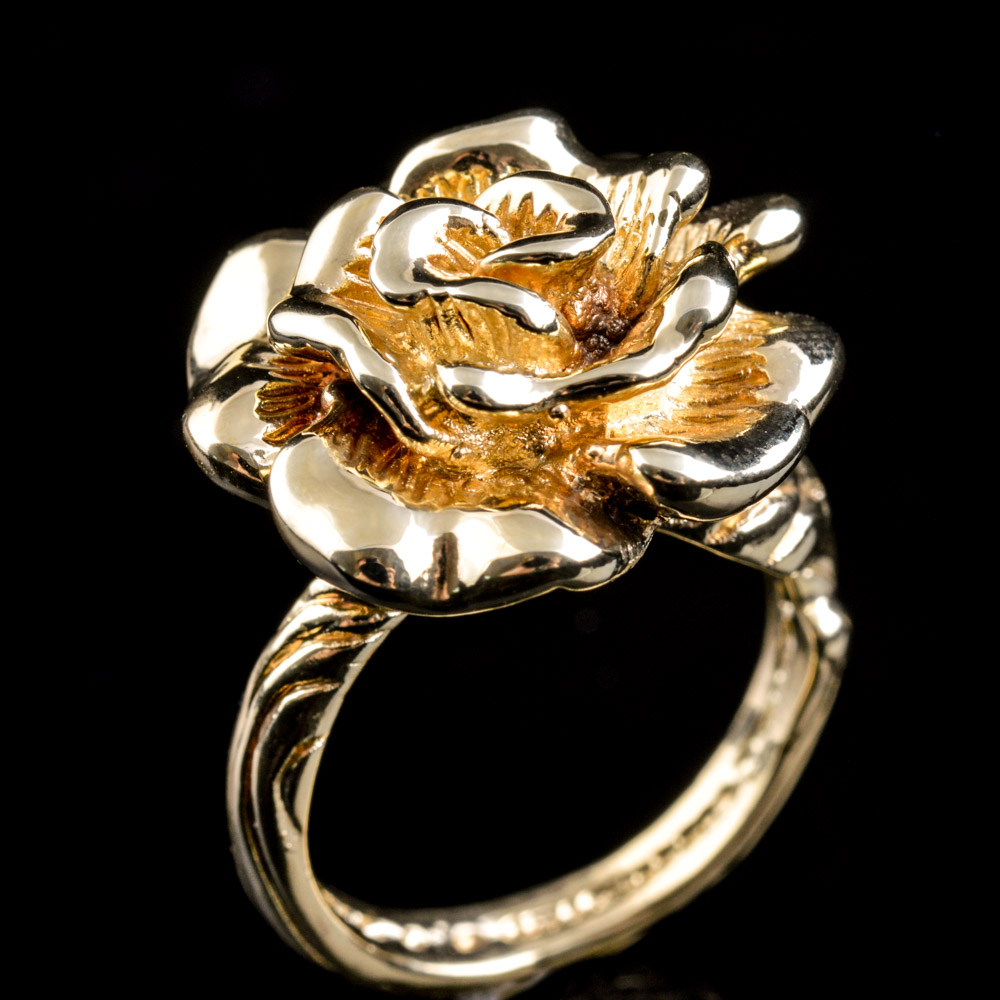 14K Yellow Gold Electroform Rose Ring : EBTH