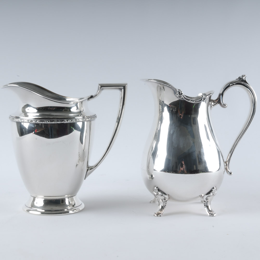 Pair of Silver Plated Pitchers | EBTH