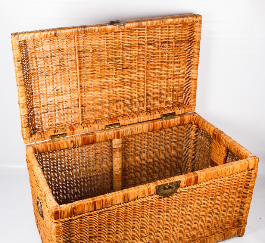 Wicker Chest With Glass Top Ebth