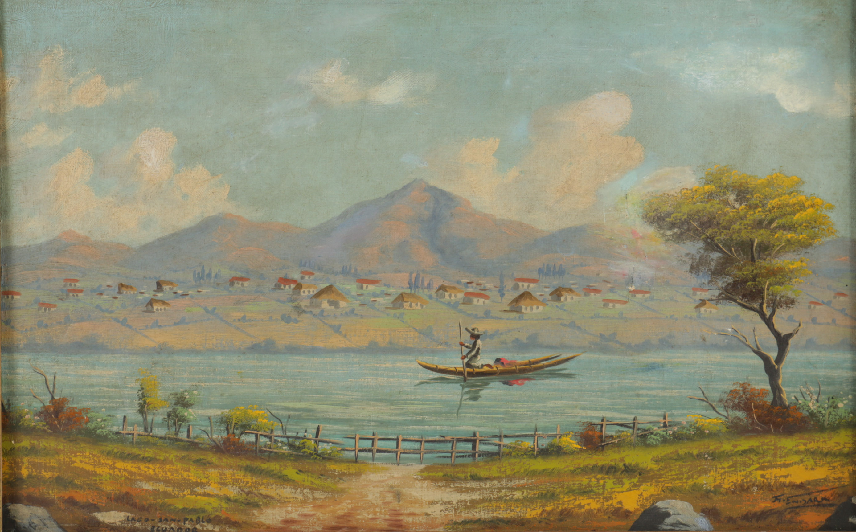 Gonzalo Endara Crow Original Oil Painting "Lake - San Pablo - Ecuador ...