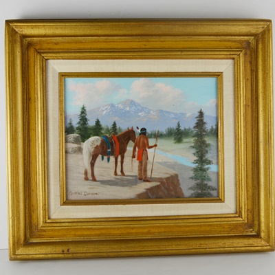 Charles Damrow Original Oil Painting Of A Native American Scout | EBTH